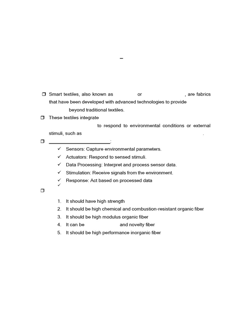 CBM370-WD - Unit 4 - Smart Textile | PDF | E Textiles | Carbon Nanotube