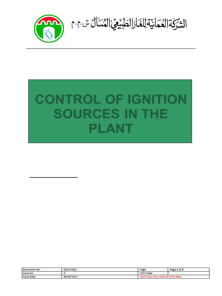 Control of Ignition Sources Procedure | PDF | Process Engineering | Safety