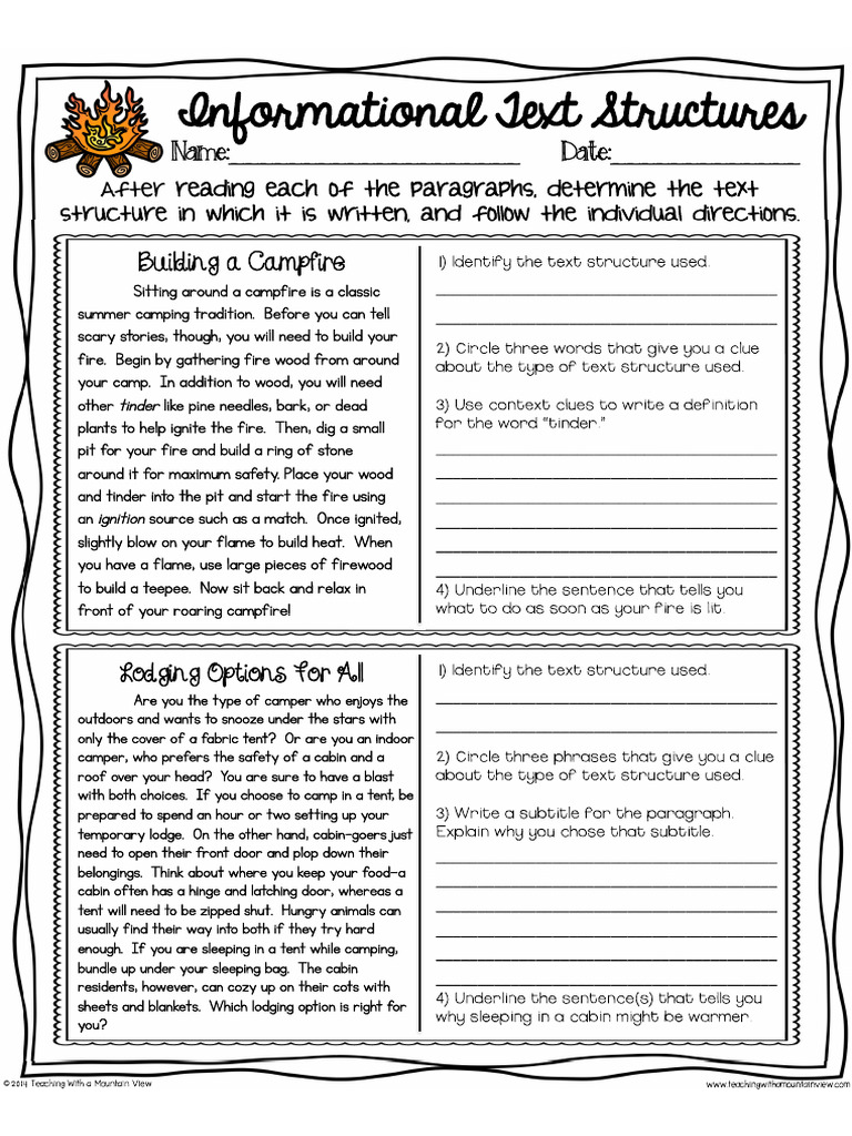 Text Structures Questions Assessment | PDF