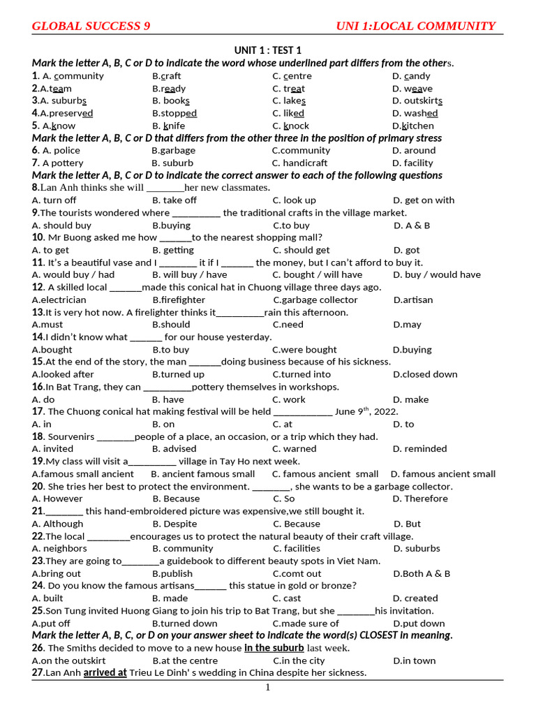 Local Community Test Questions | PDF