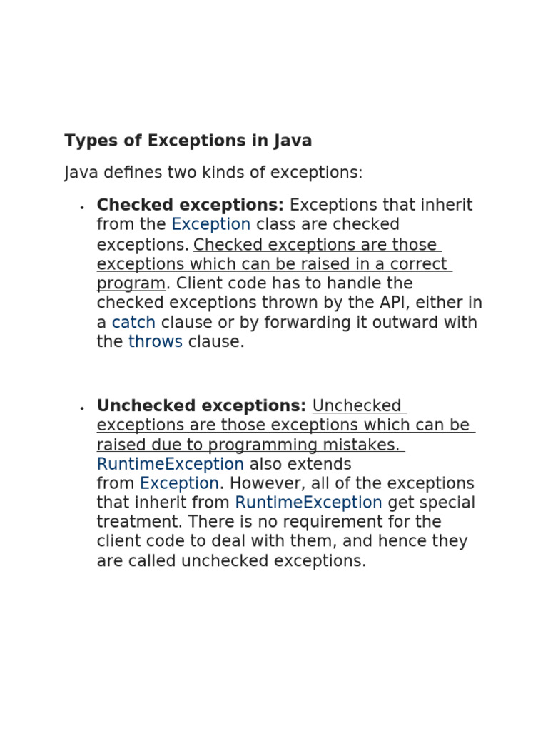 Checked and Unchecked Exceptions | PDF