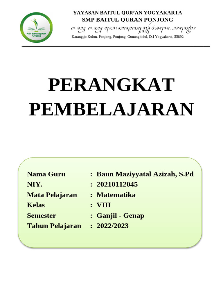 Cover Perangkat Pembelajaran | PDF