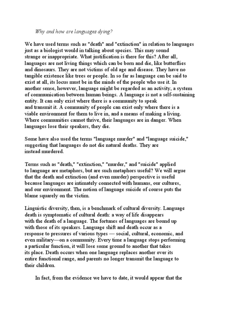Why and How Are Languages Dying? | PDF | English Language | Linguistics