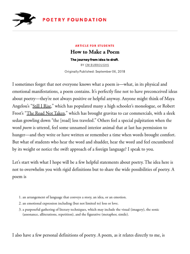 How to Write a Poem: A Student's Guide | PDF | Poetry
