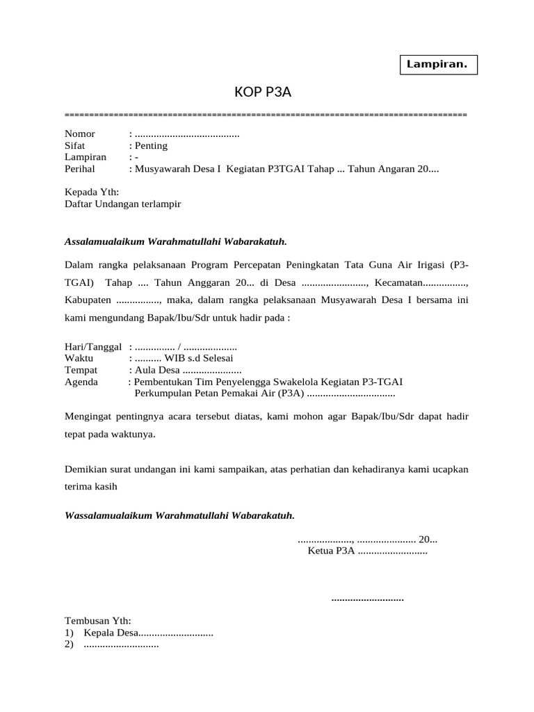 Contoh Undangan Musdes I | PDF