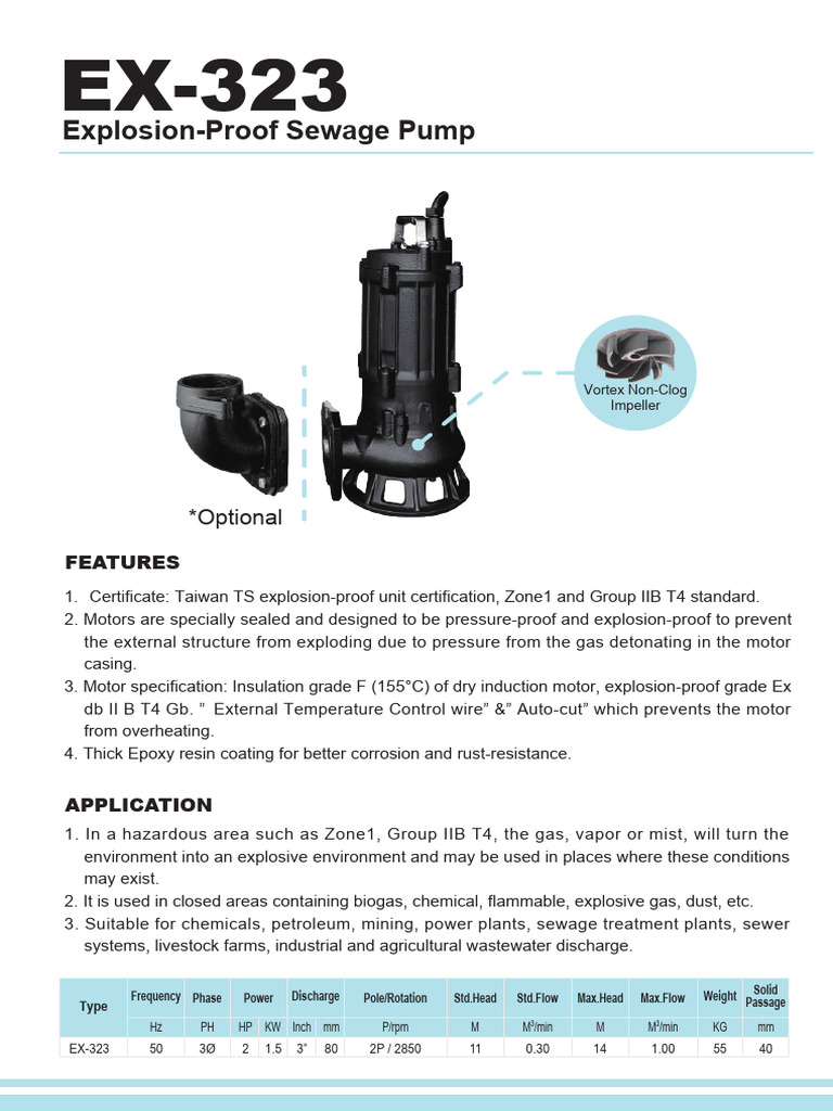 Explosion-Proof Vortex Pump EX-323 | PDF | Pump | Mechanical Engineering