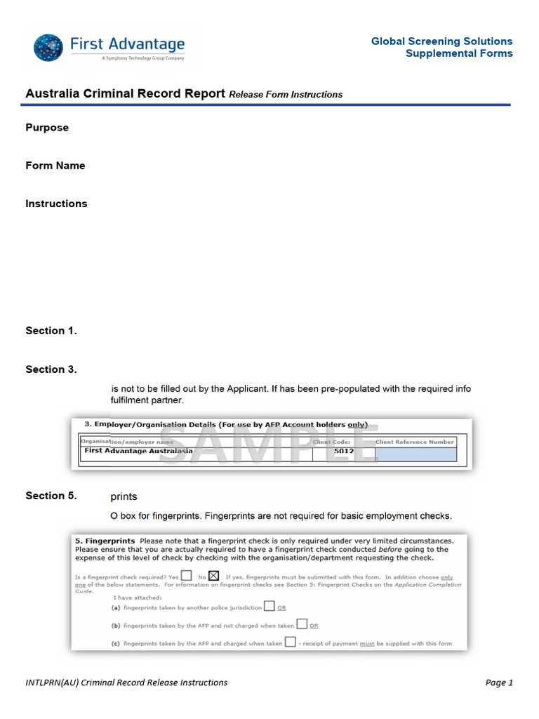 AU-Criminal Natl AFP Form Instructions | PDF | Identity Document ...