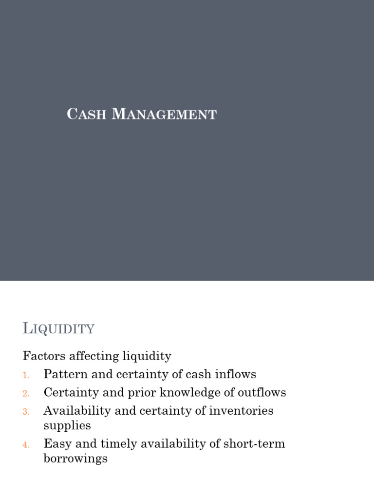 Cash Management and Liquidity Strategies | PDF | Cash | Clearing (Finance)