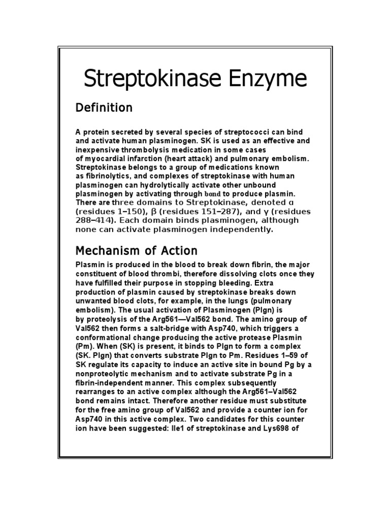 Streptokinase and Streptodornase Overview | PDF | Molecular Biology ...