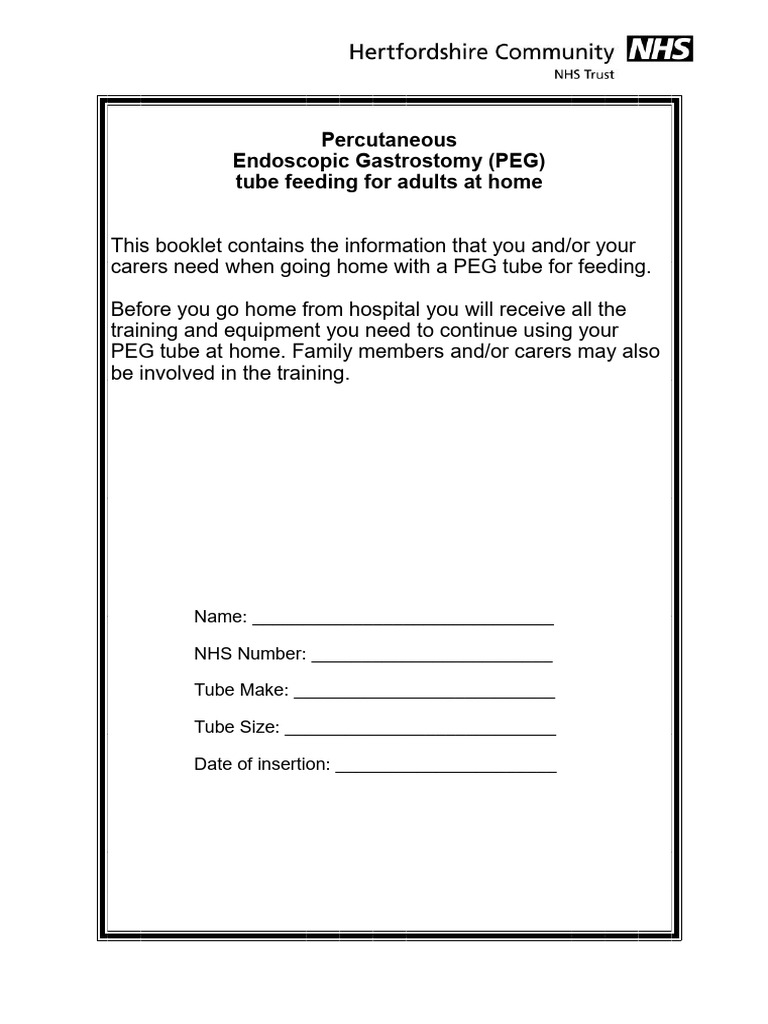 Home Guide for PEG Tube Feeding | PDF | Dietitian | Medical Specialties