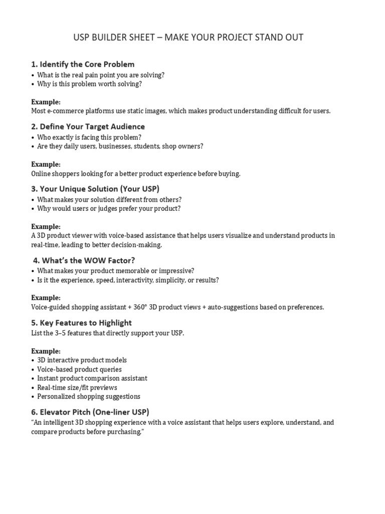 USP Builder Sheet | PDF