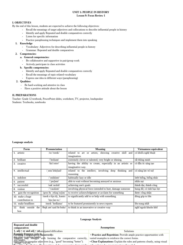 ED12 - Unit 1 - Lesson 9 - Page 15 - Version 2 | PDF | Adjective | Noun
