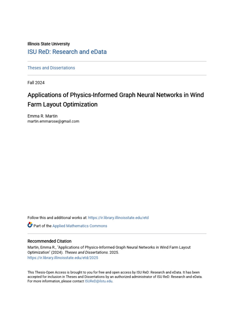 Applications of Physics-Informed Graph Neural Networks in Wind Farm ...