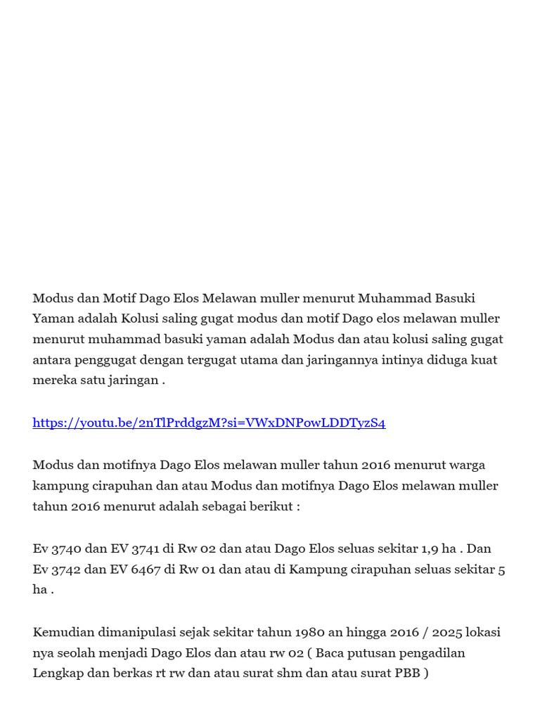 Membongkar Sarang Mafia Tanah Dago Elos Dengan Modus Dago Elos Melawan Muller | PDF