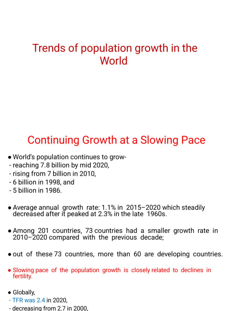 Trends in Population Growth of The World | PDF | Statistics | Total ...