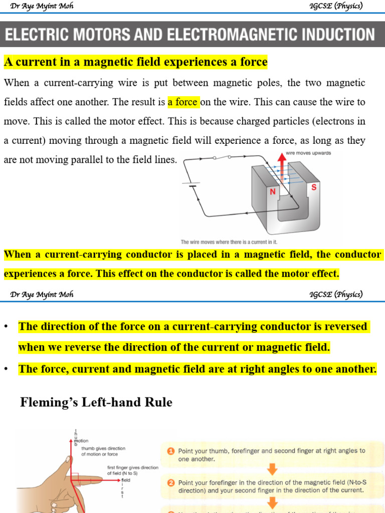 Understanding Motor Effect & Induction | PDF | Electromagnetic ...