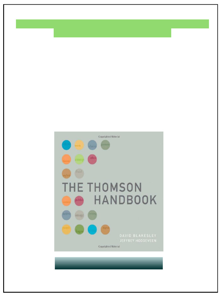 The Thomson Handbook Comprehensive Edition David Blakesley Available ...