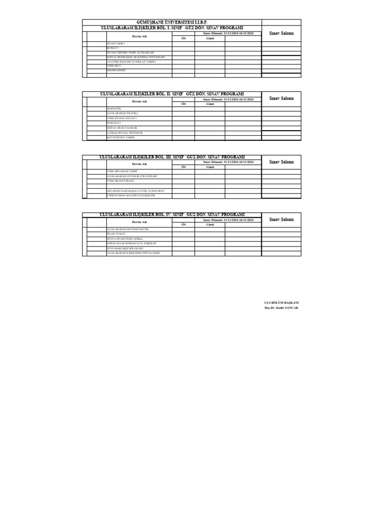 Uls 2024 25 Ara Snav Takvimi | PDF