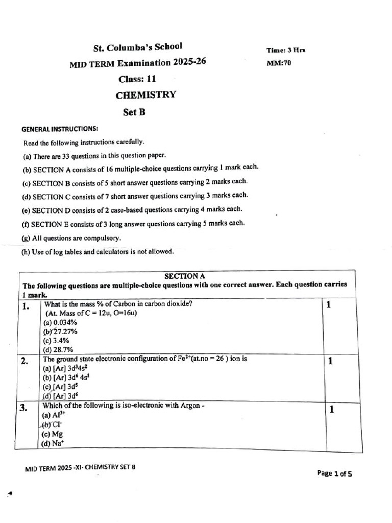 Class 11 Chemistry Mid Term | PDF | Atomic Orbital | Chemical Elements