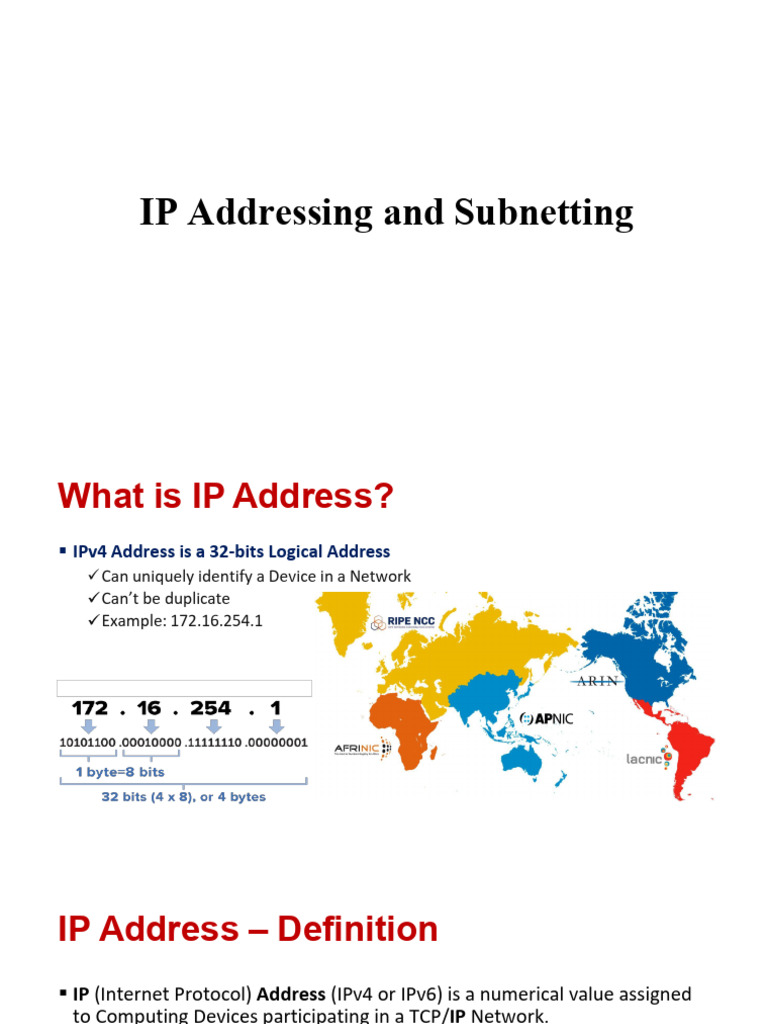 IP Addressing and Subnetting Guide | PDF | Ip Address | Internet Protocols