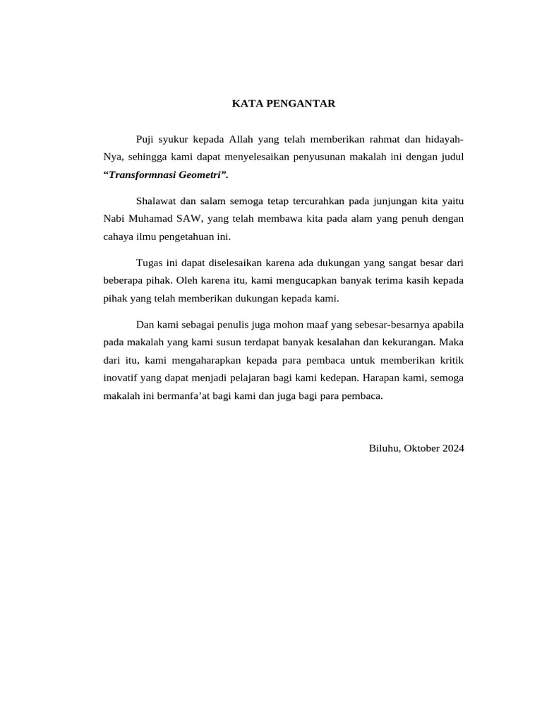 Makalah MTK Transformasi Geometri | PDF