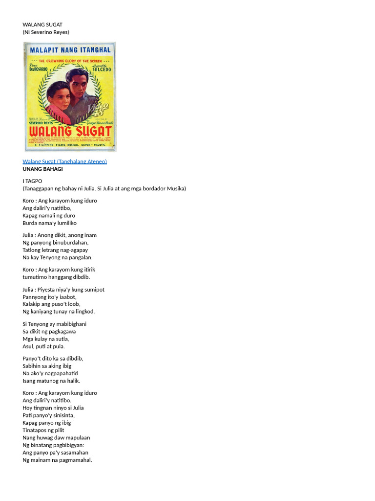 Walang Sugat Script Hanggang Wakas | PDF