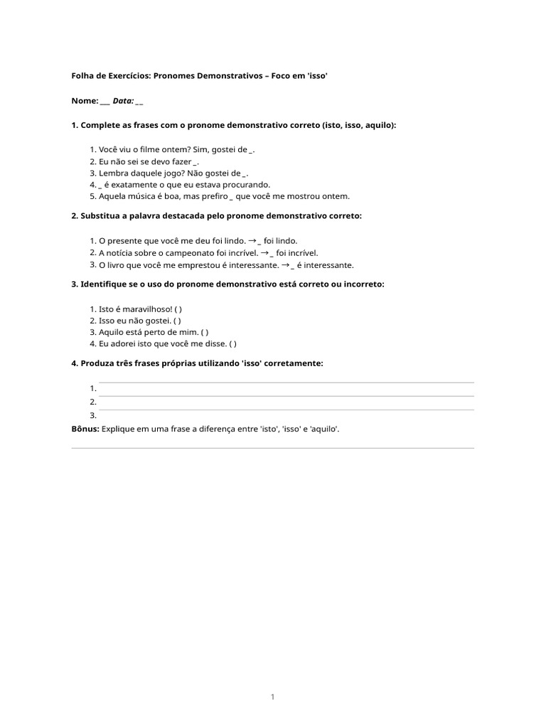 4.Pronomes Demonstrativos Exercicios | PDF