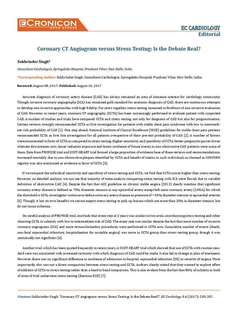 CCTA Versus Stress Testing | PDF | Coronary Artery Disease | Cardiology