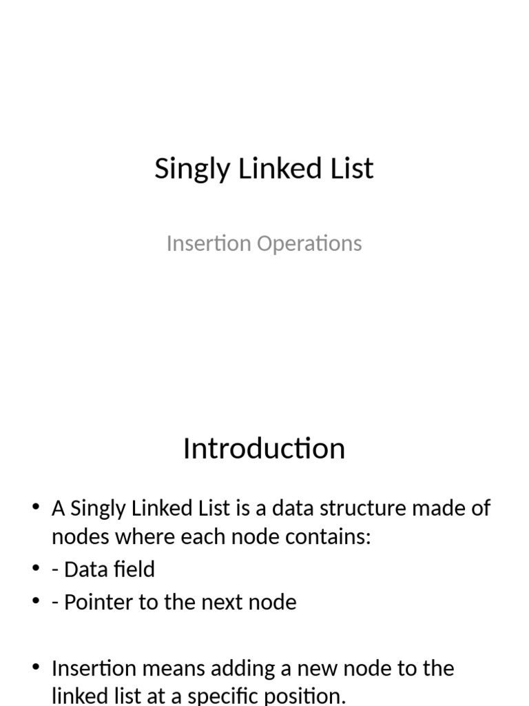 Singly Linked List Insertion | PDF