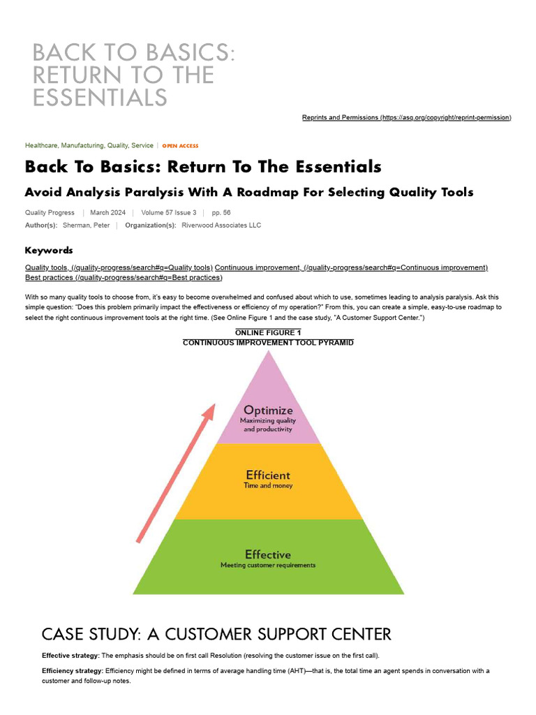 Back to Basics_ Return to the Essentials _ ASQ Avoid Analysis Paralysis With a Roadmap for ...