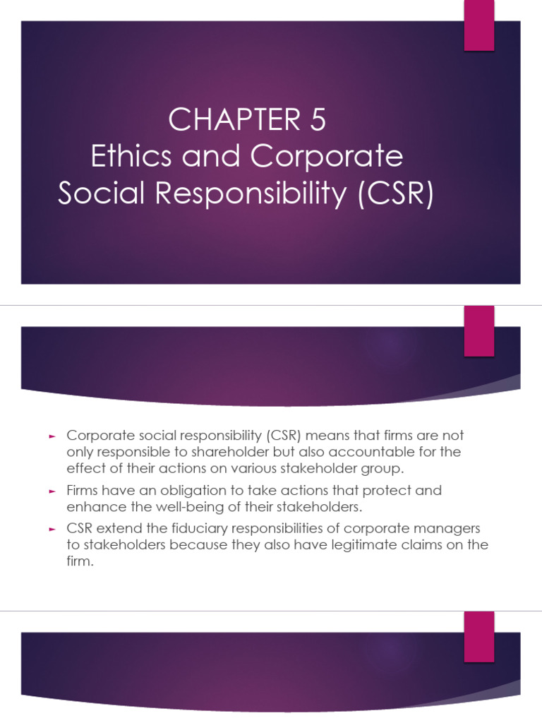 Chapter 5 - CSR & Ethics | PDF | Corporate Social Responsibility ...