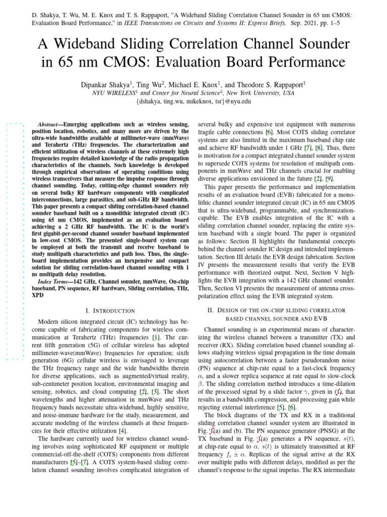 A Wideband Sliding Correlation Channel Sounder in (3) | PDF | Extremely ...