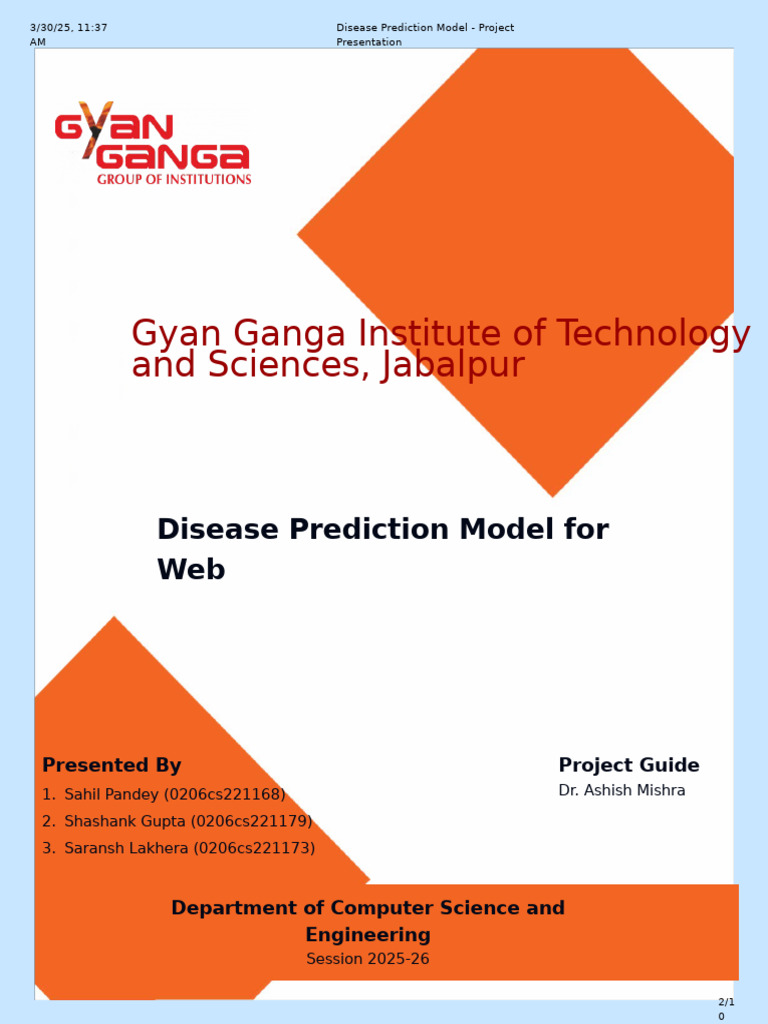 Web-Based Disease Prediction Model | PDF | Machine Learning | Prediction