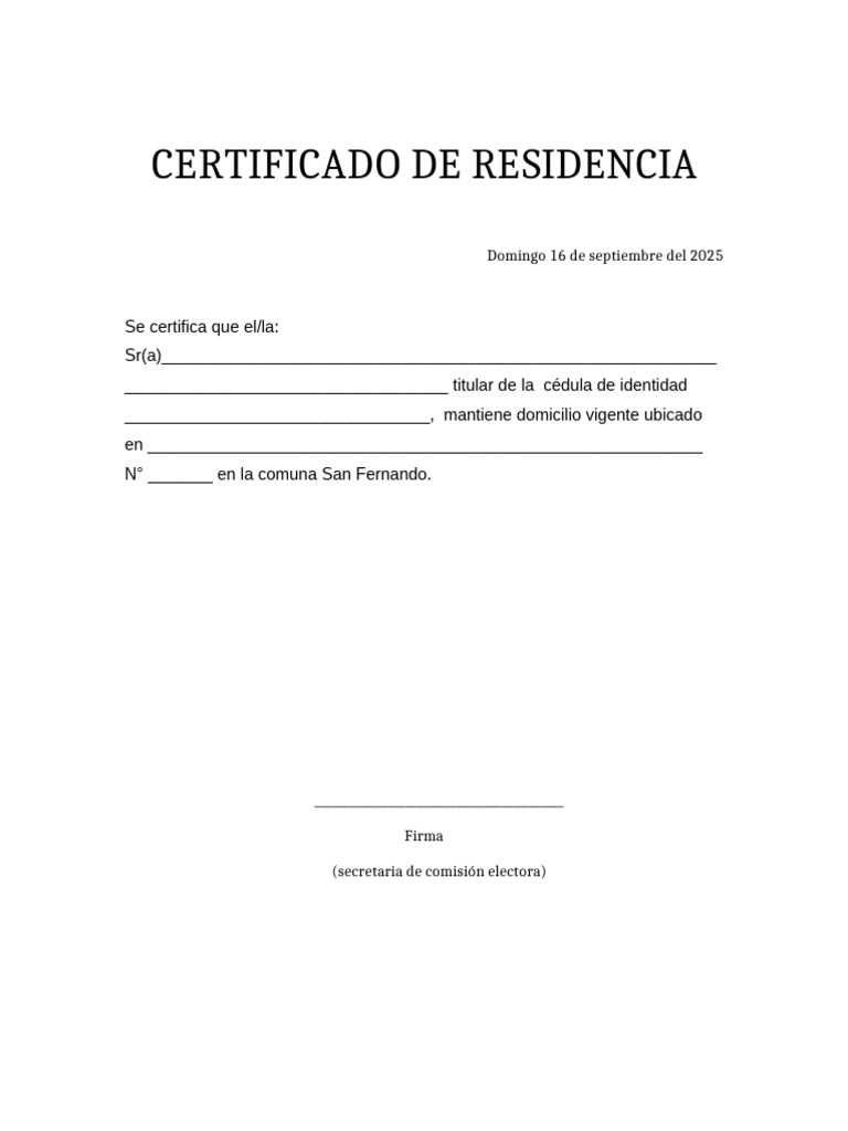 Certificado Residencia Junta Vecinos-1 | PDF