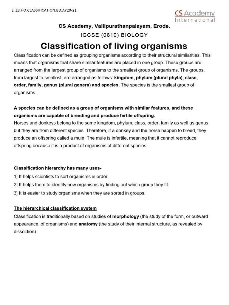 Classification of Living Organisms | PDF | Amphibian | Leaf