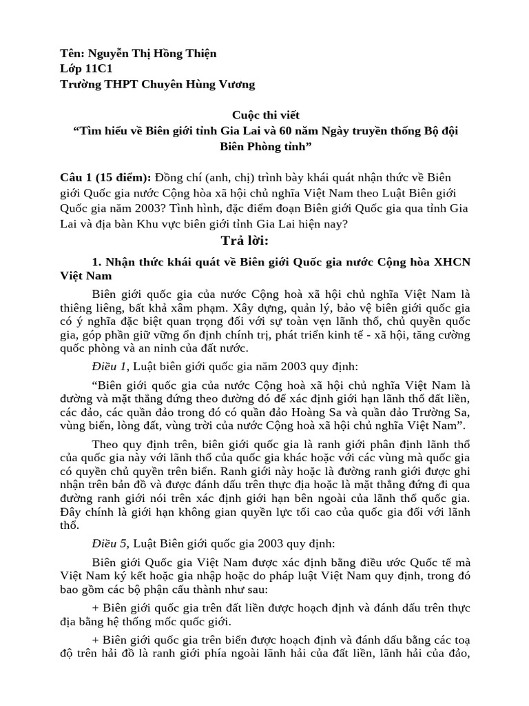 Cuộc Thi Tìm Hiểu Biên Giới Tỉnh Gia Lai | PDF