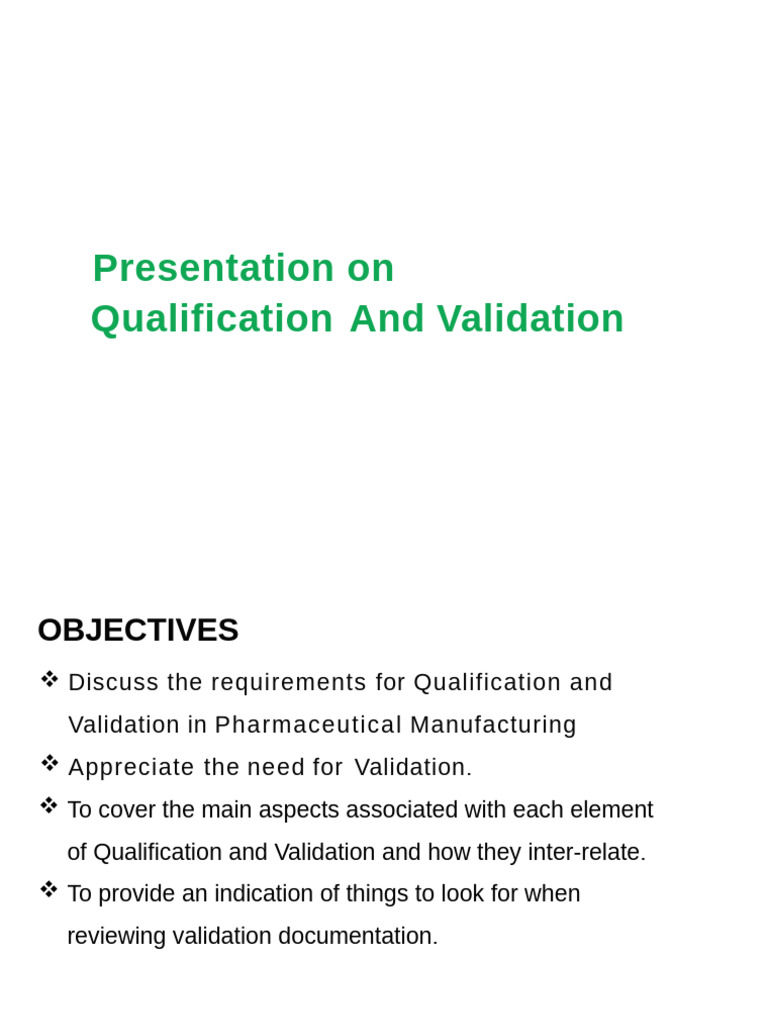 Validation Presentation | PDF | Verification And Validation | Specification (Technical Standard)