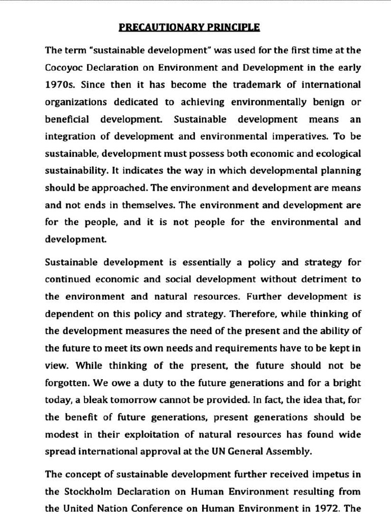 Precautionary Principle | PDF | Sustainability | Sustainable Development