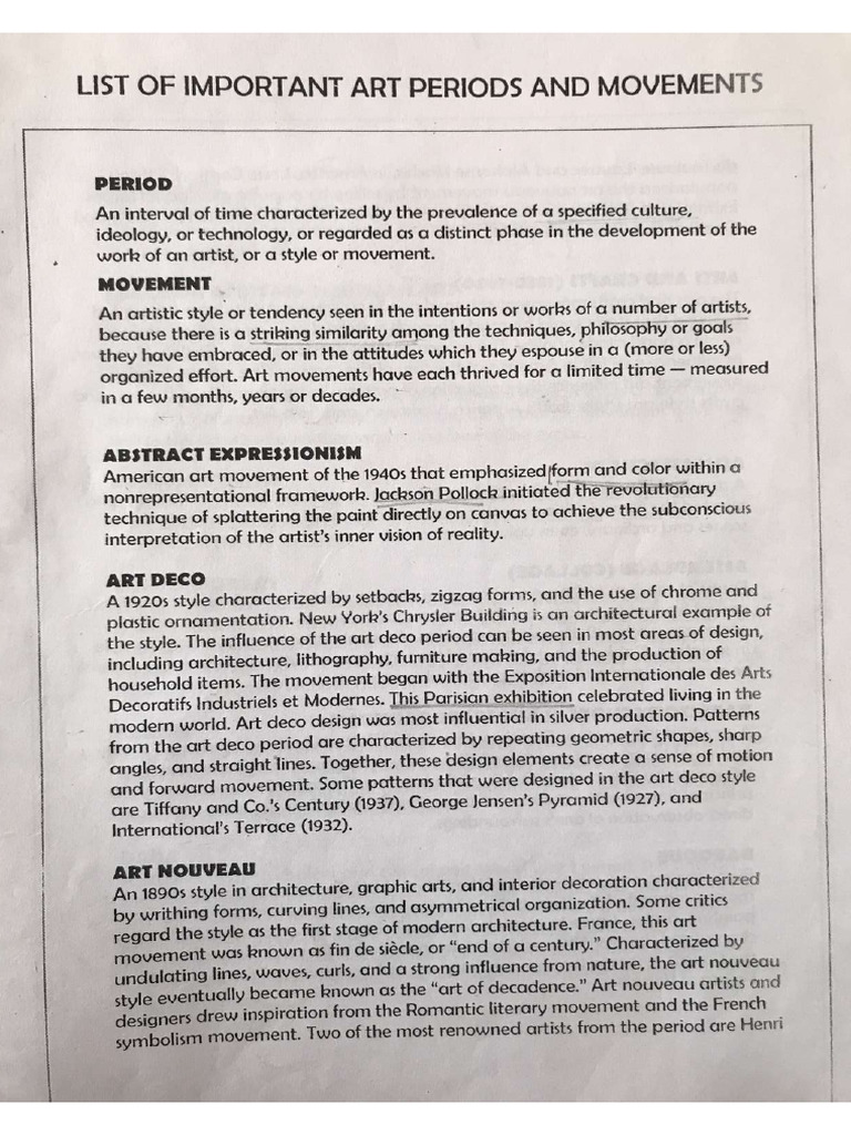 List of Movement and Art Periods (Isms) | PDF