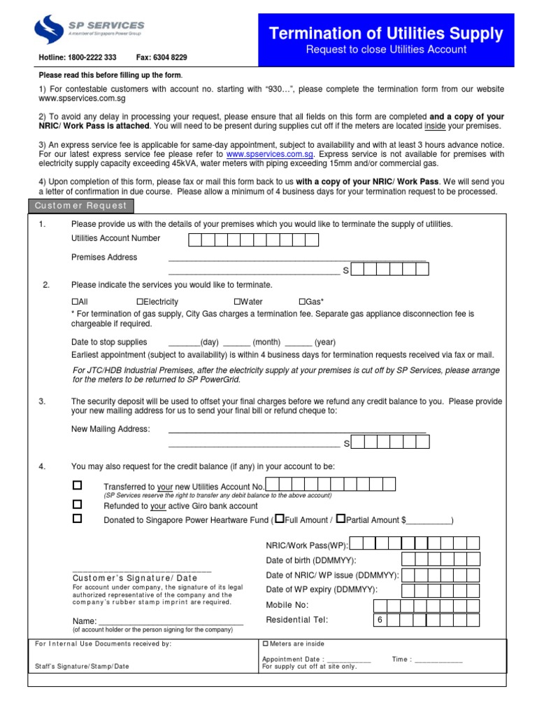 Terminate Utilities Account | PDF | Financial Services | Banking