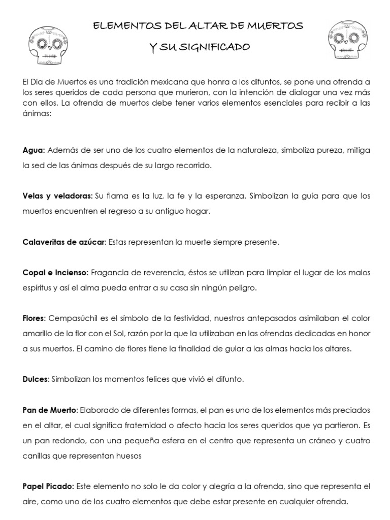 Elementos Del Altar de Muertos | PDF