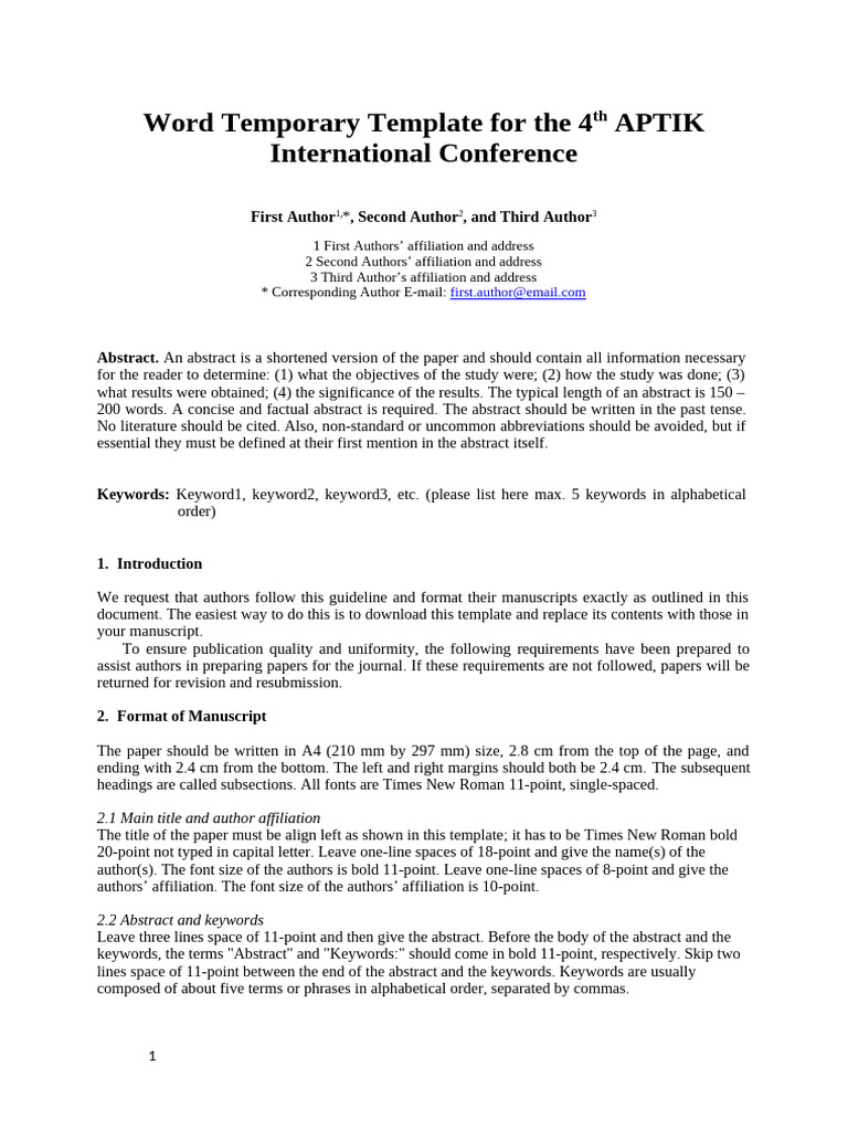 APTIK Conference - Full Paper Template | PDF | Typefaces | Citation