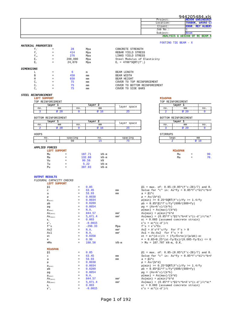 Beam Design Calculation Revised Roof Deck | PDF | Civil Engineering ...
