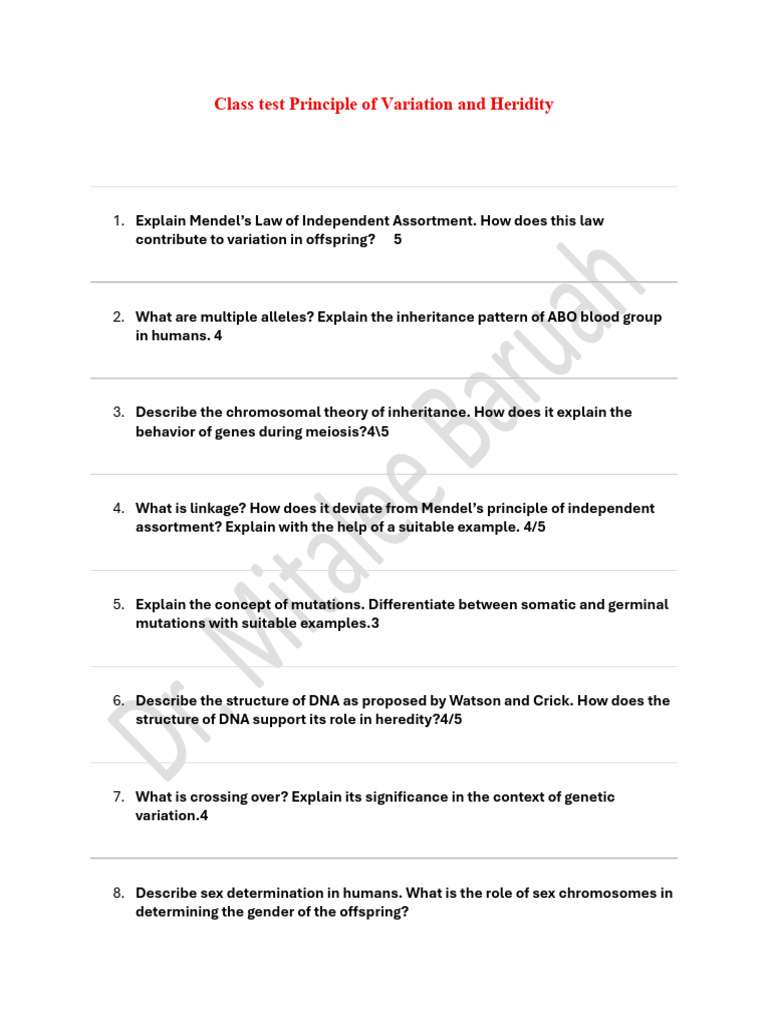 Principles of Variation and Heredity | PDF | Genetic Linkage | Heredity