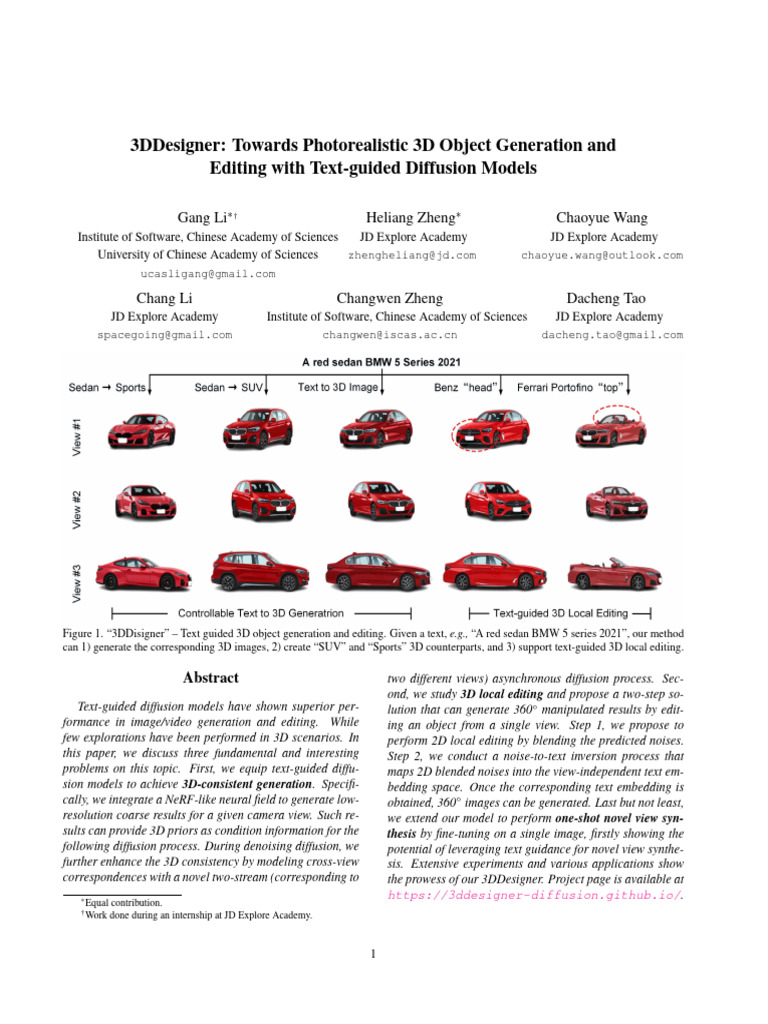 3DDesigner: Towards Photorealistic 3D Object Generation and Editing ...