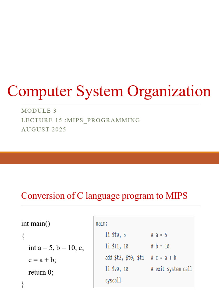 Lecture 15 MIPS - Programming | PDF