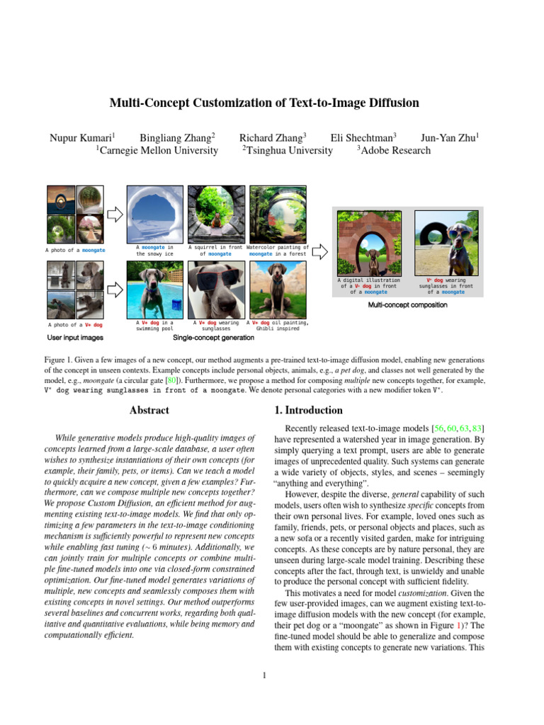 Multi-Concept Customization of Text-To-Image Diffusion (Kumari 2022 ArXiv) | PDF | Learning ...