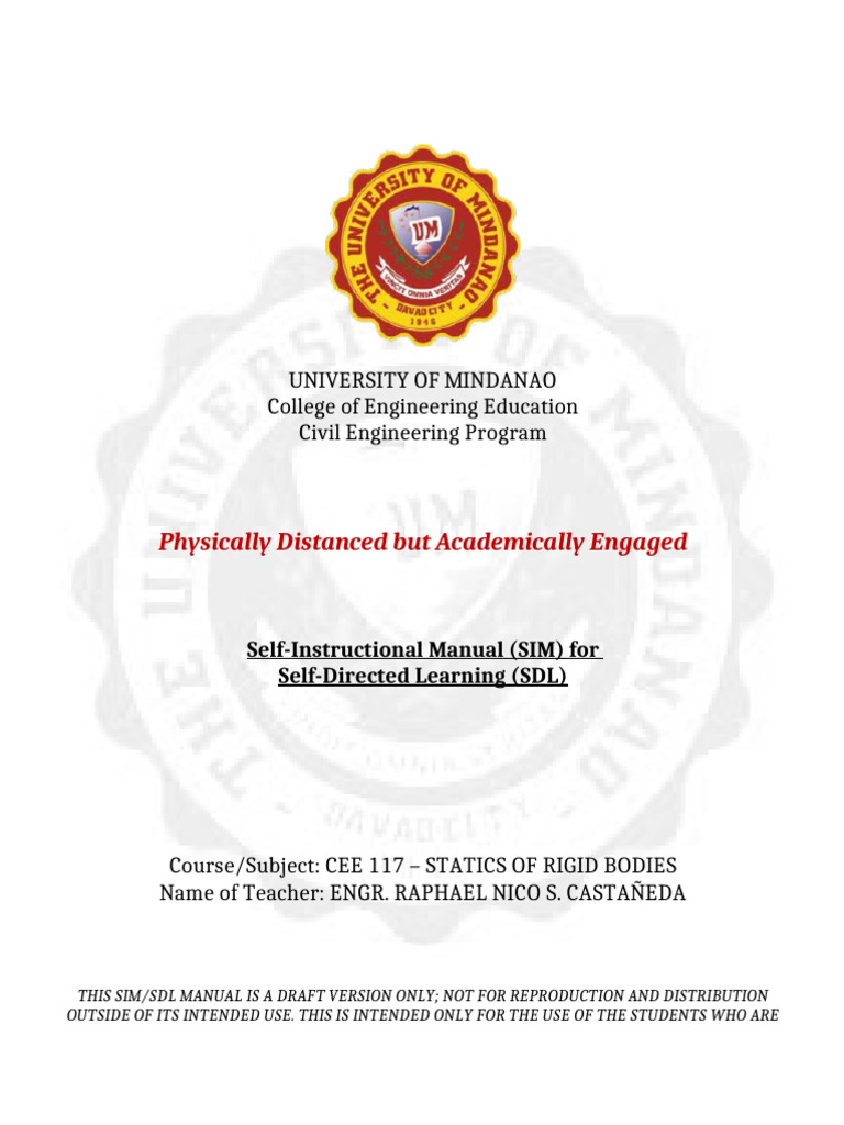 Cee Bsce 1st Term 1st Sem Cee 117 | PDF | Force | Mass
