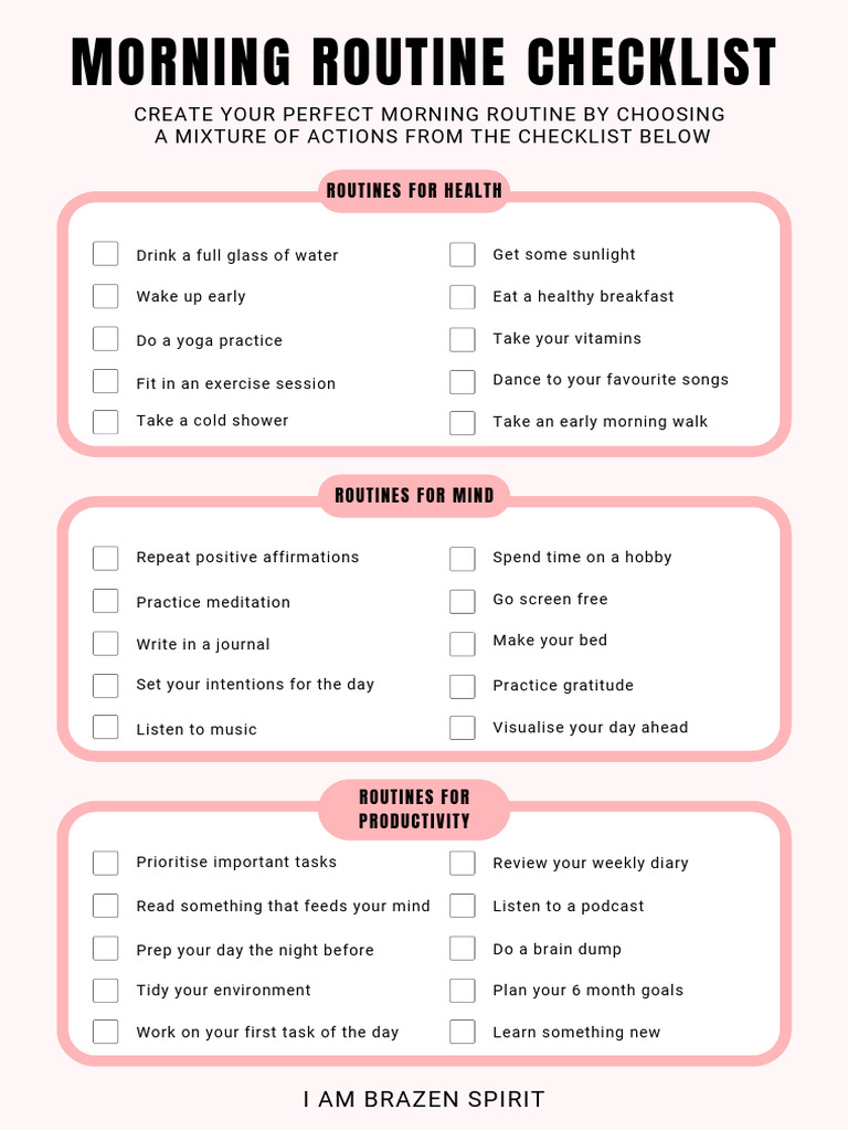 A4 Morning Routine Check List | PDF