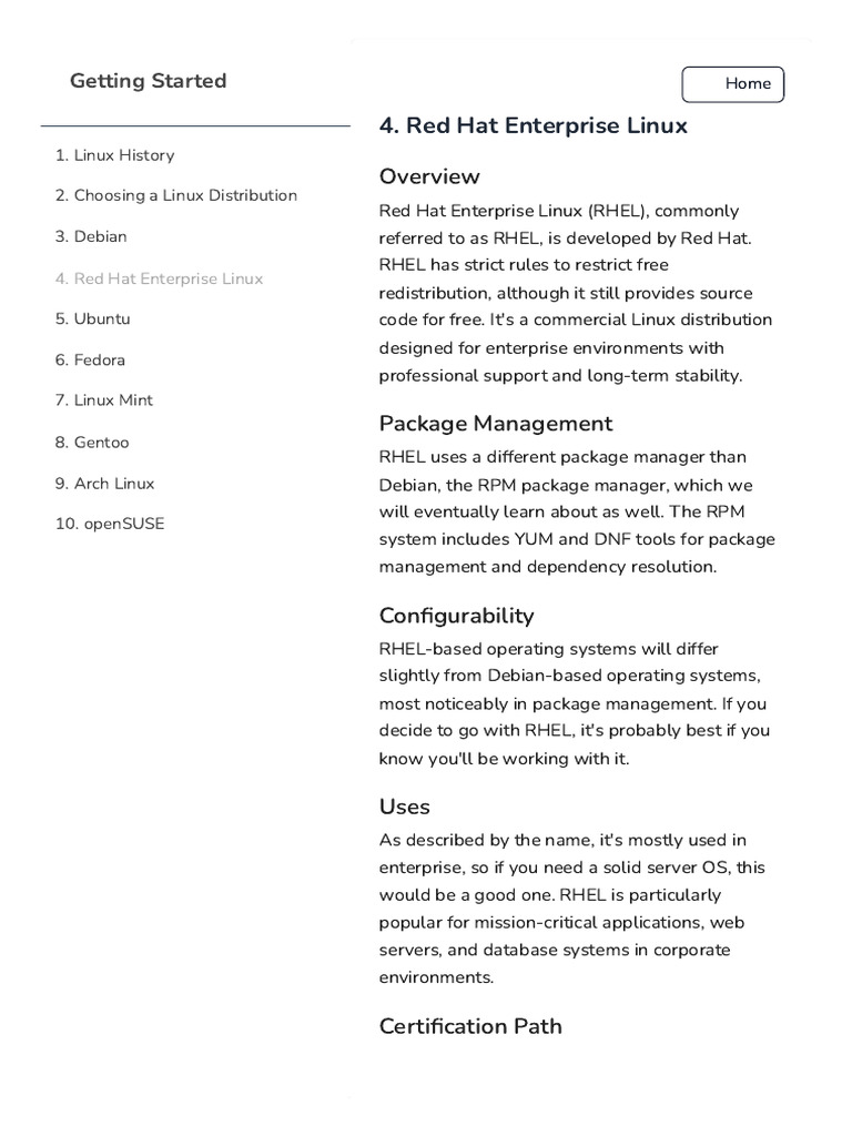 Red Hat Enterprise Linux - Getting Started - Linux Journey | PDF | Linux | Software